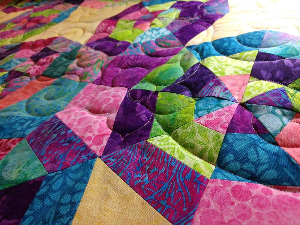 Child's Play Quilt Batik Spider Web Bright Patchwork Quilt Lap Quilt ...