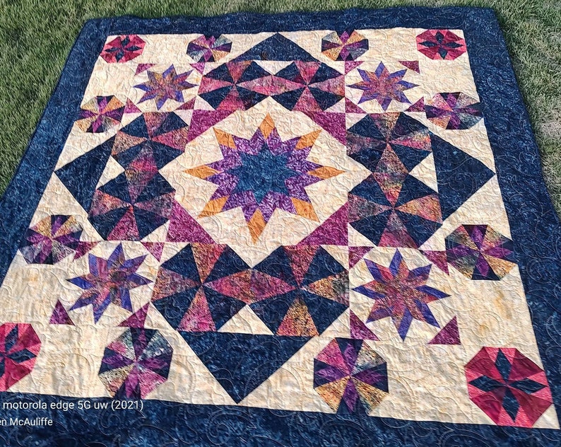 Midnight Galaxy Quilt Stars Batik Full 76in Square - Etsy