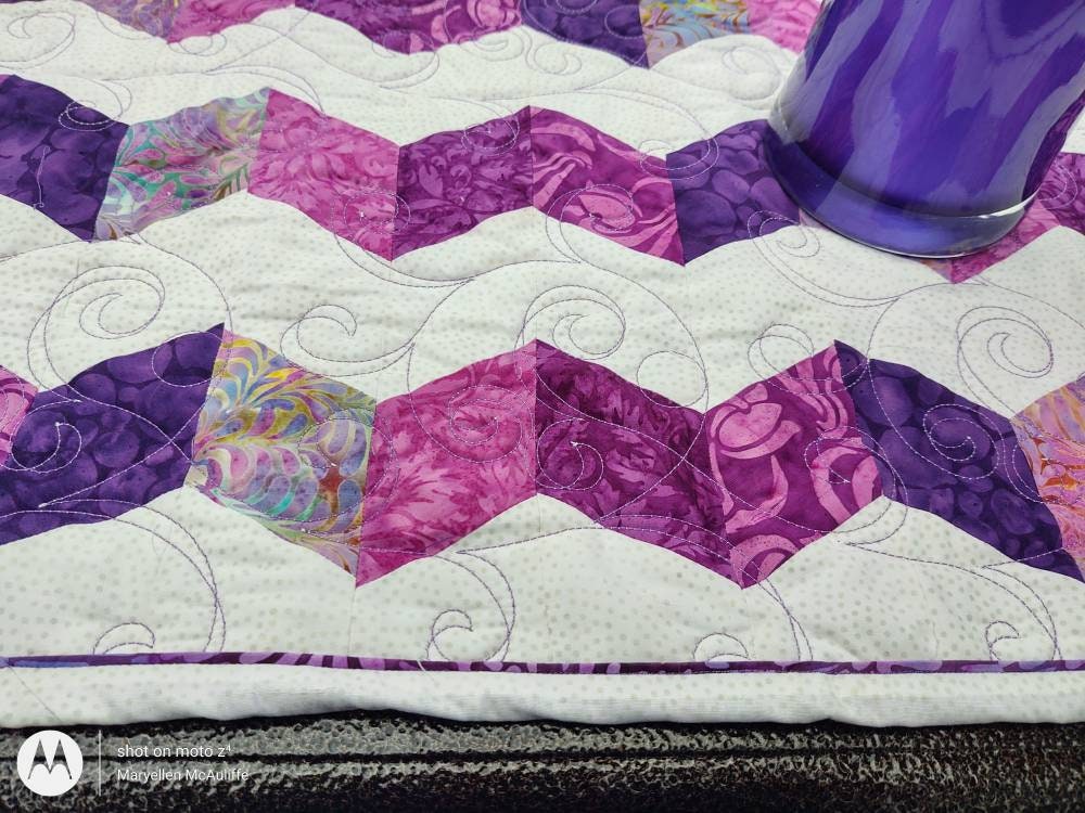 Purple Quilted Scrappy Seaside Zig Zag Table Runner Island Batik 15 X 41 In - Etsy