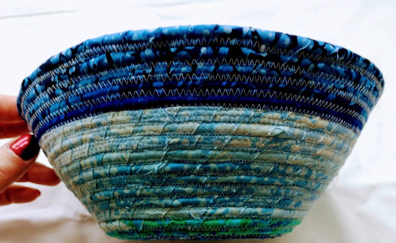 Blue Batik Clothesline Bowl Basket Quiltsy Handmade Cotton Batik ...
