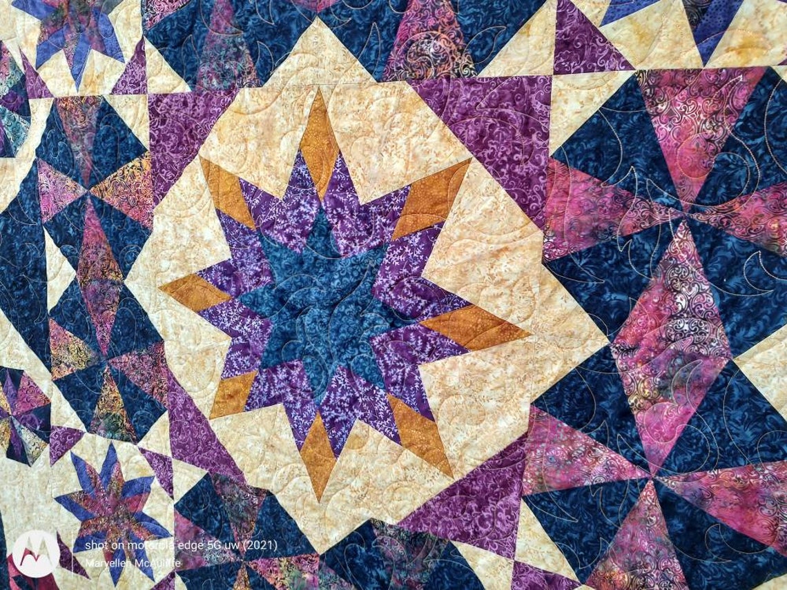 Midnight Galaxy Quilt Stars Batik Full 76in Square - Etsy