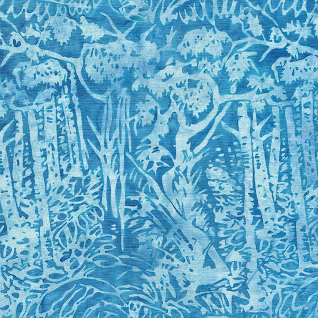 Island Batik Trees in the Field Blue Fabric Yardage Starry Night ...