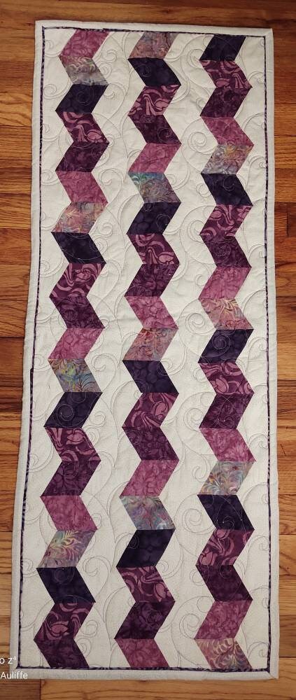 Purple Quilted Scrappy Seaside Zig Zag Table Runner Island Batik 15 X 41 In - Etsy