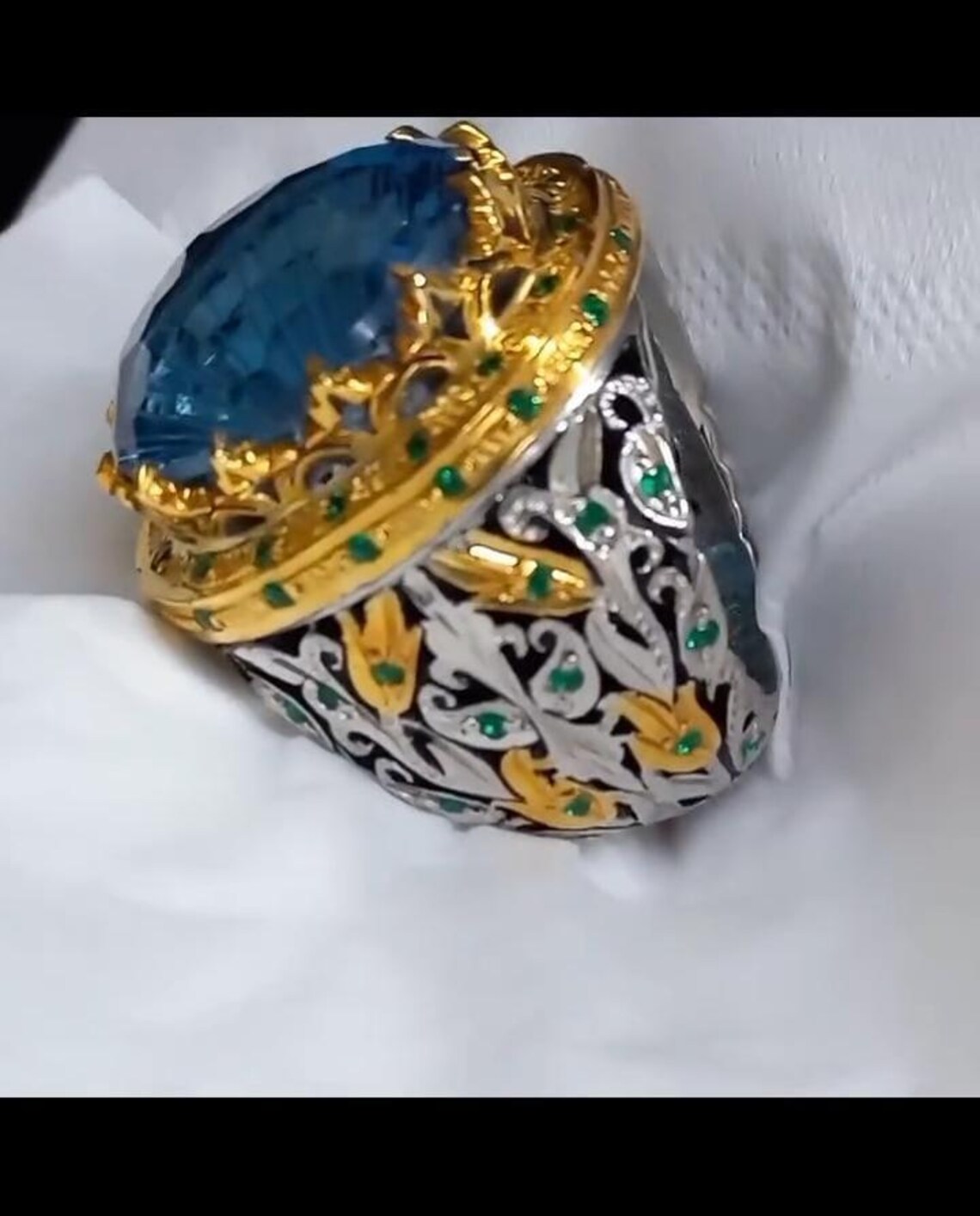 Original Princess Cut London Blue Topaz Ring for Men Handmade Ring for ...