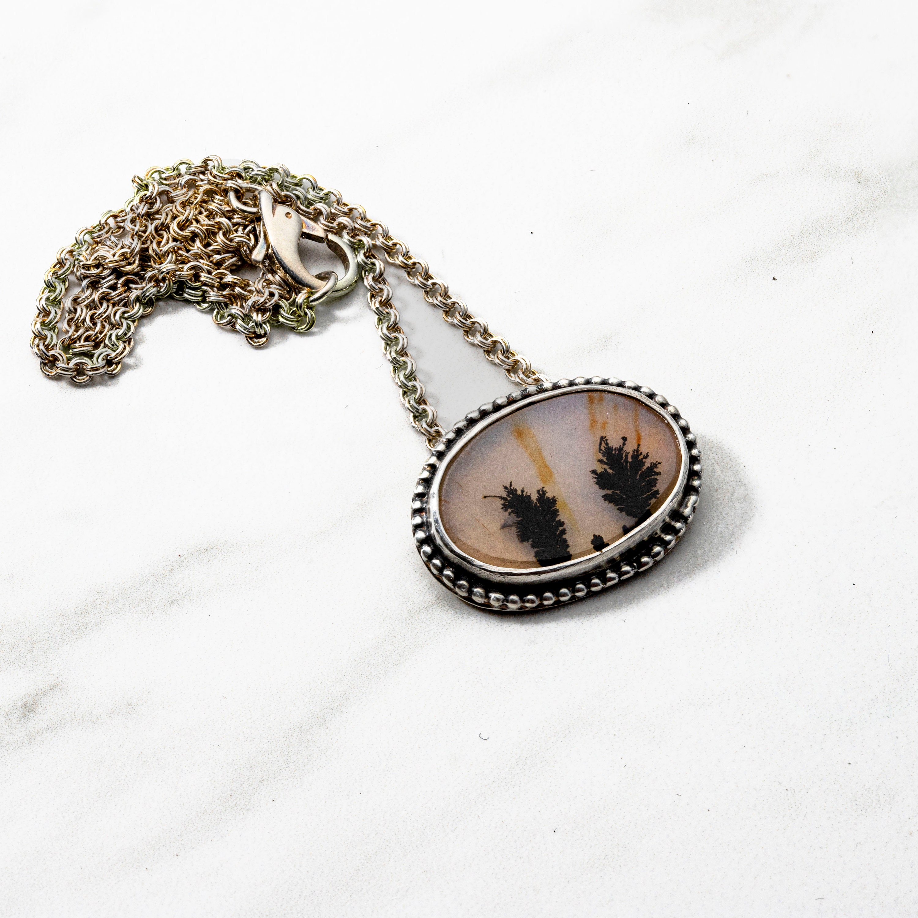 Dendritic Agate Pendant Scenic Agate Pendant in Sterling | Etsy