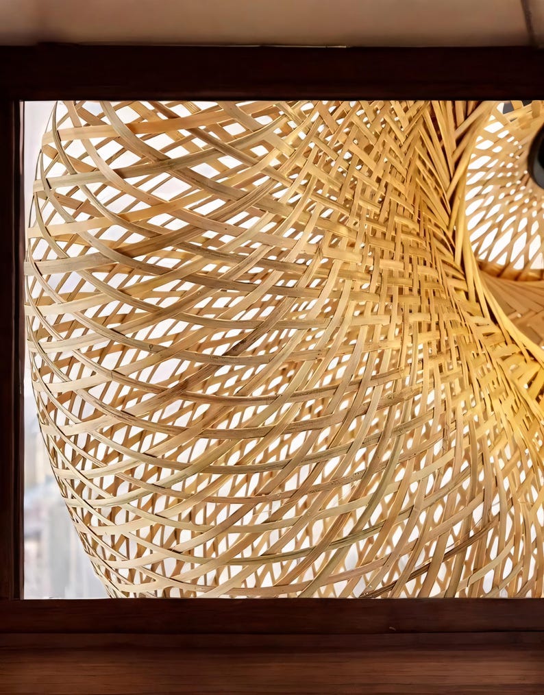Handwoven Rattan Pendant Light | Bamboo Chandelier, Home Decor (bulb ...