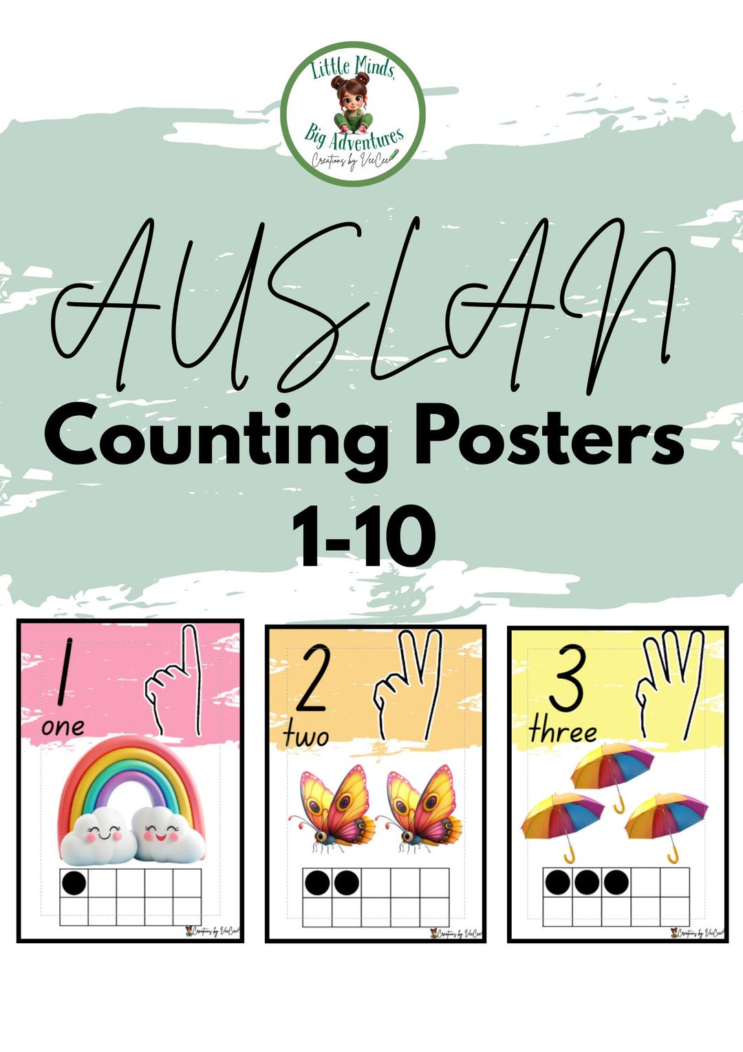 Auslan Counting Posters | Numbers 1–10 | Visual Display for Classroom ...