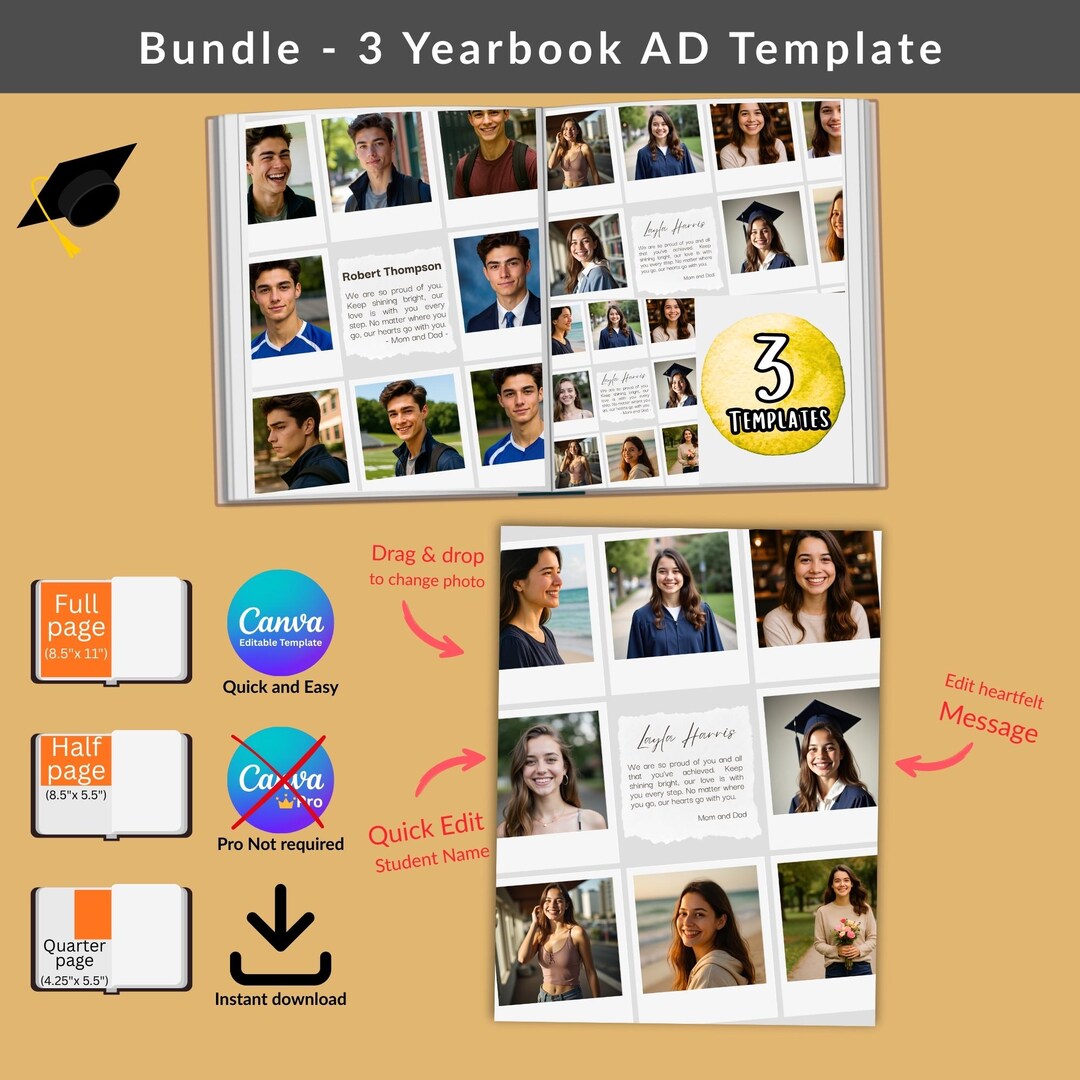 Editable Full Page Yearbook Ad Template, Canva (digital Download ...