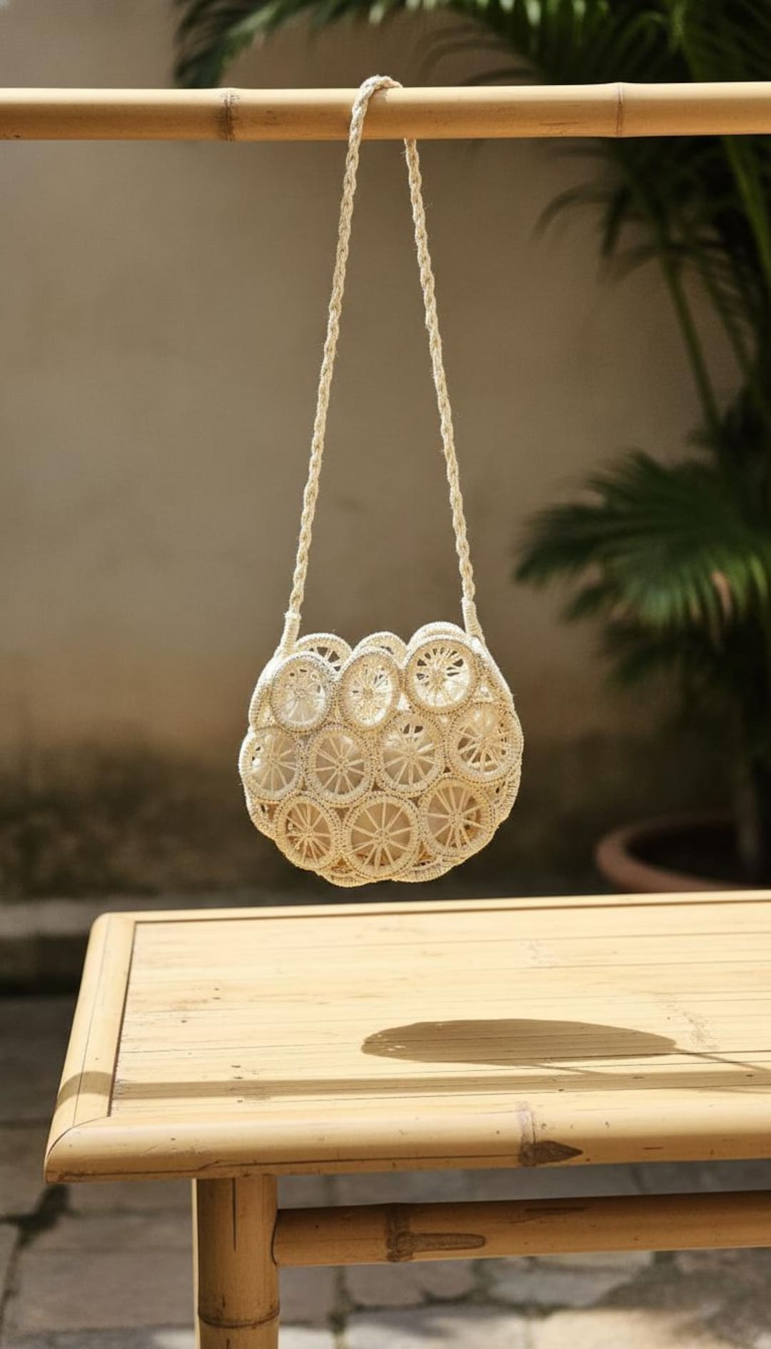 Handmade Round Jute Bag With Wheel Pattern, Boho Circle Crossbody Purse ...