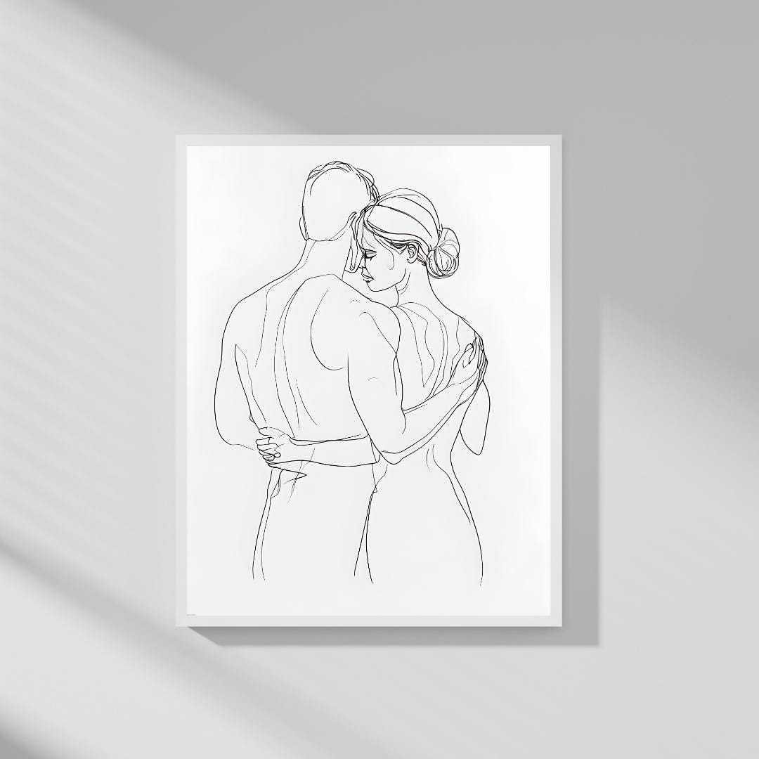 Abstract Couple Line Art, Couple Line Drawing, Couple Line Artwork ...