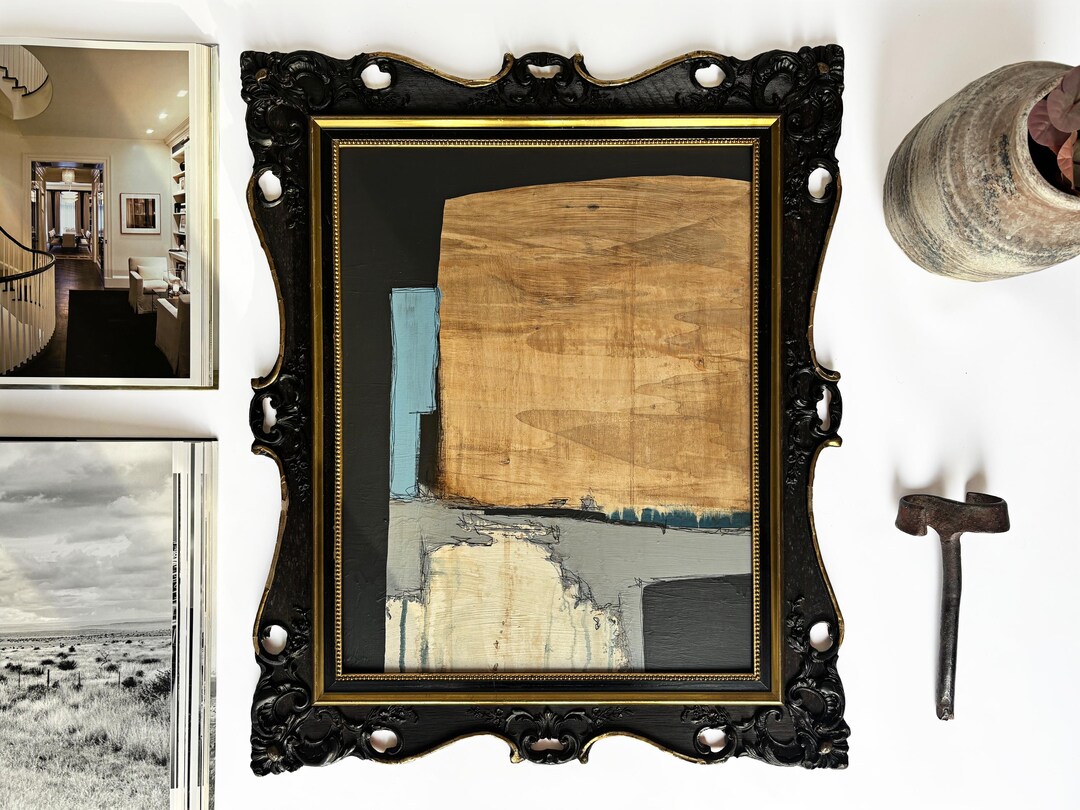 Original Transitional Art in Gold Antique Frame Vintage Abstract Art ...
