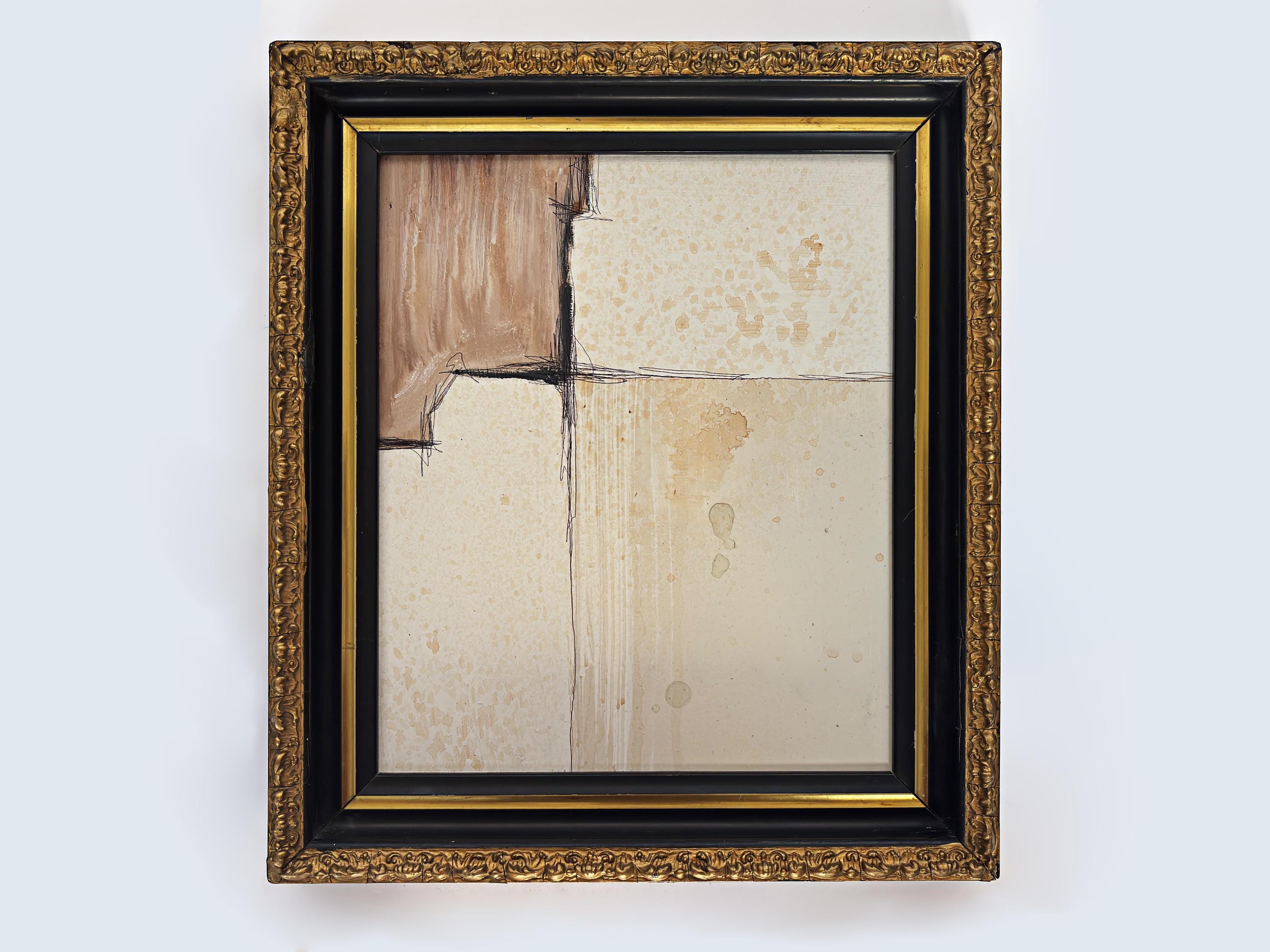 Original Transitional Art in Gold Antique Frame Vintage Abstract Art ...
