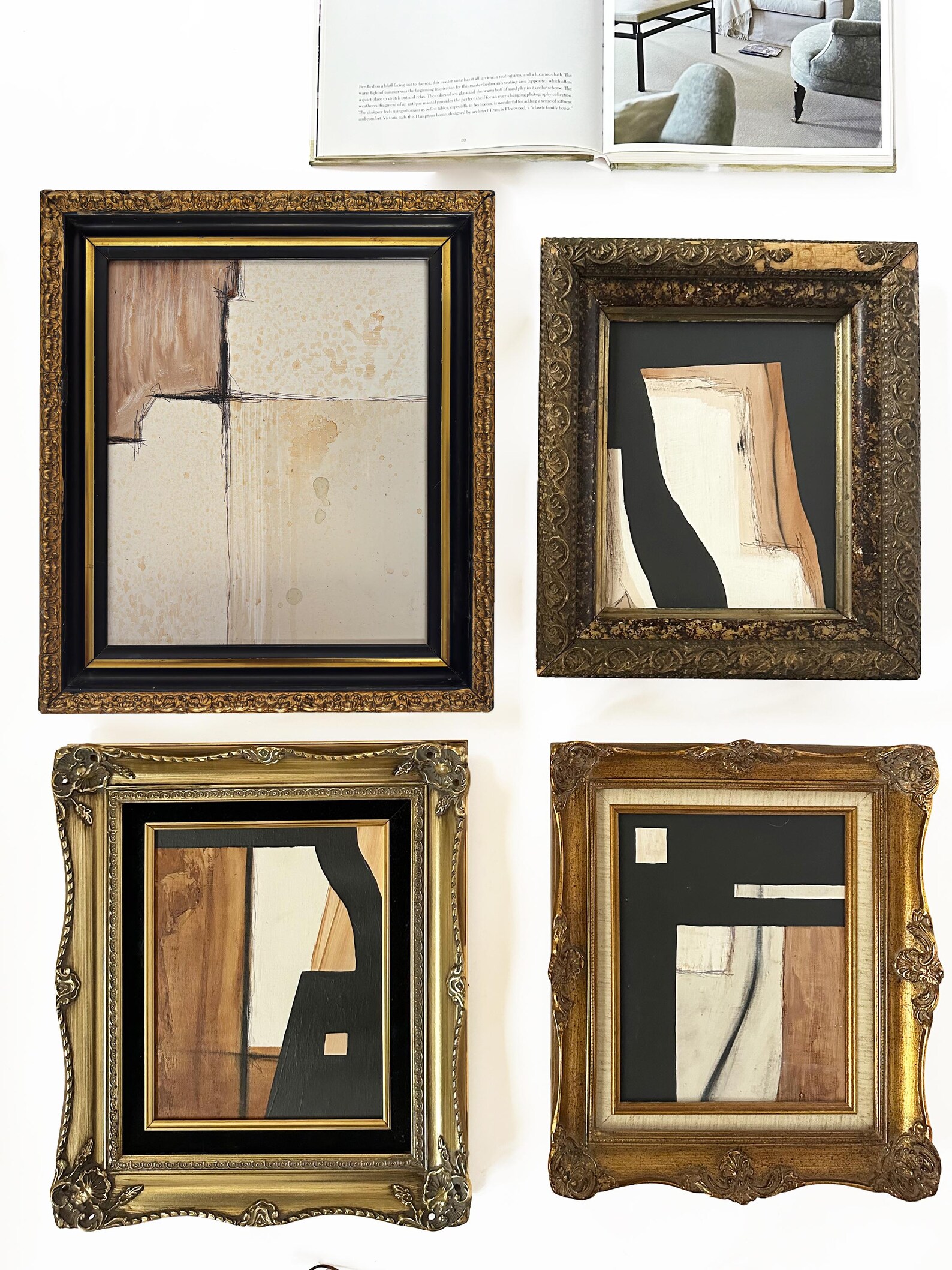 Original Transitional Art in Gold Antique Frame Vintage Abstract Art ...