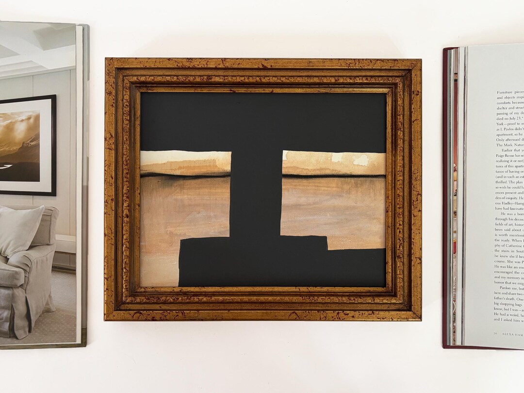 Original Abstract Art in Vintage Frame Transitional Art Vintage ...