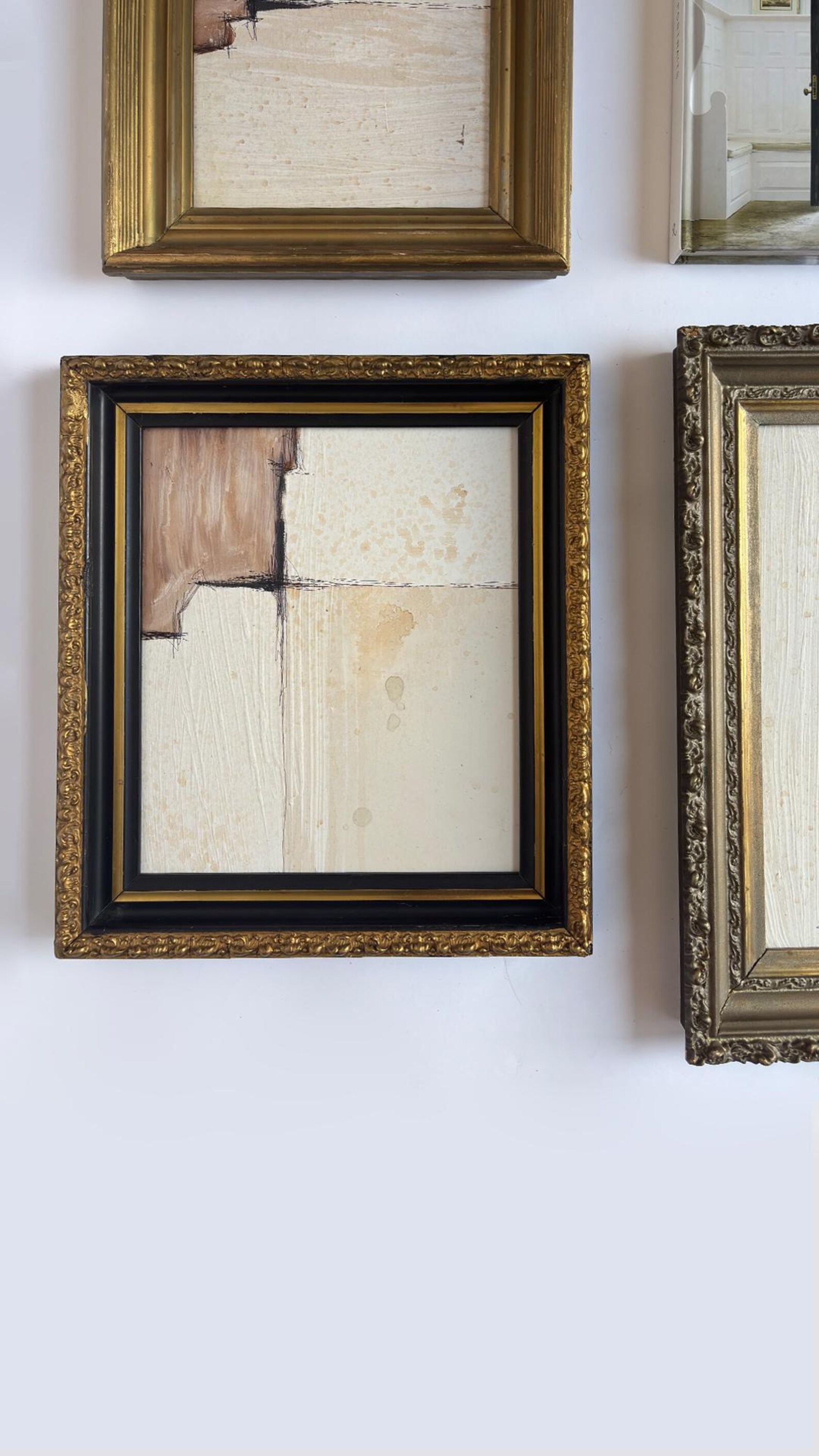 Original Transitional Art in Gold Antique Frame Vintage Abstract Art ...