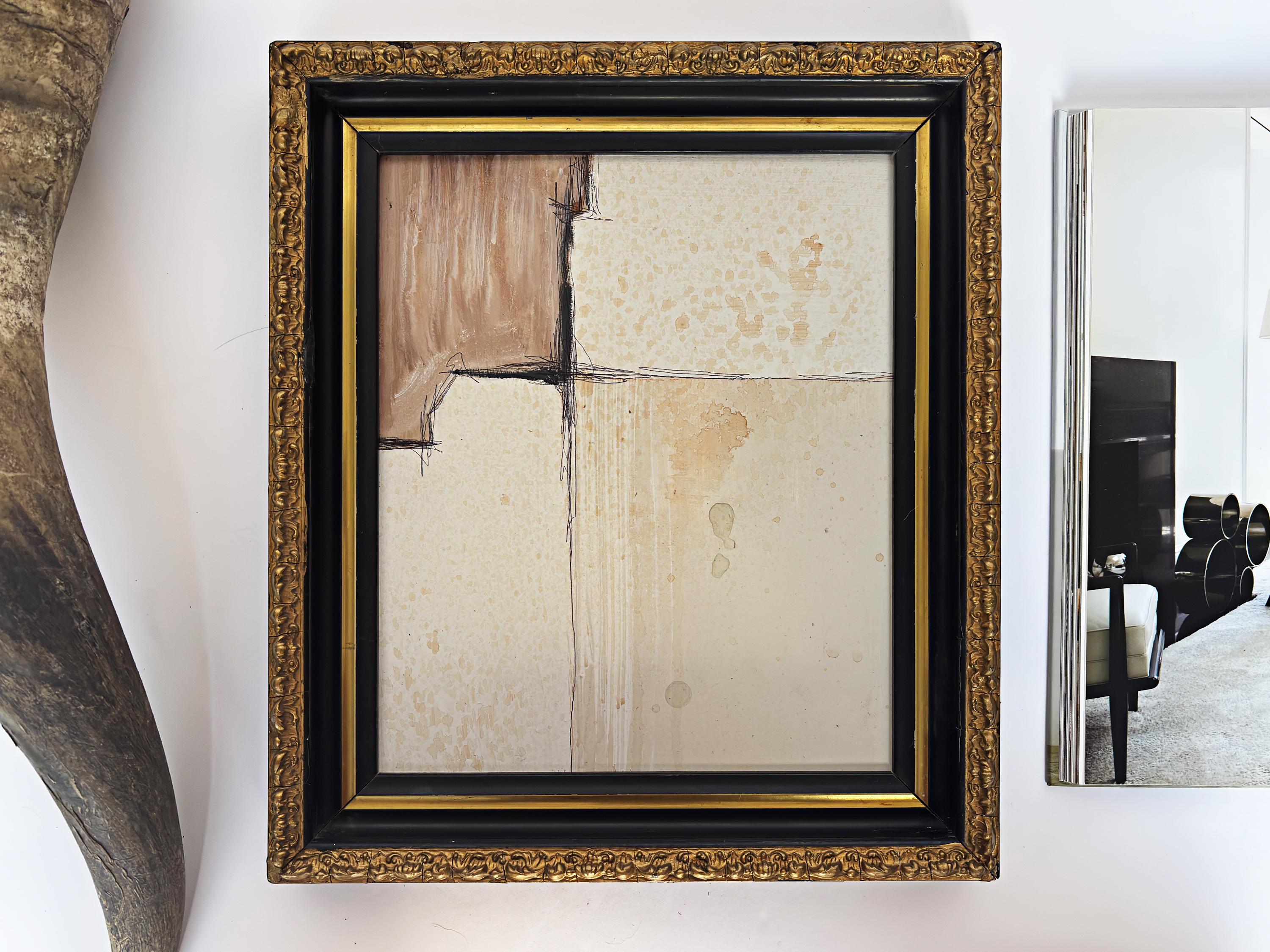 Original Transitional Art in Gold Antique Frame Vintage Abstract Art ...
