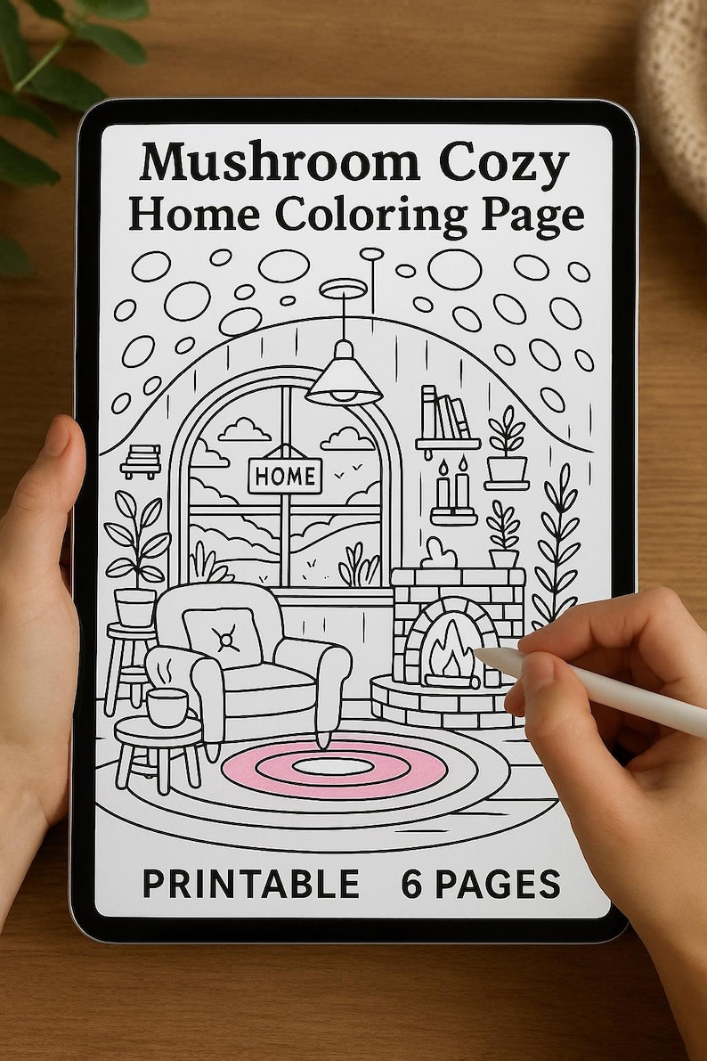 6 Cozy Mushroom House Coloring Pages for Adults & Kids | Printable ...