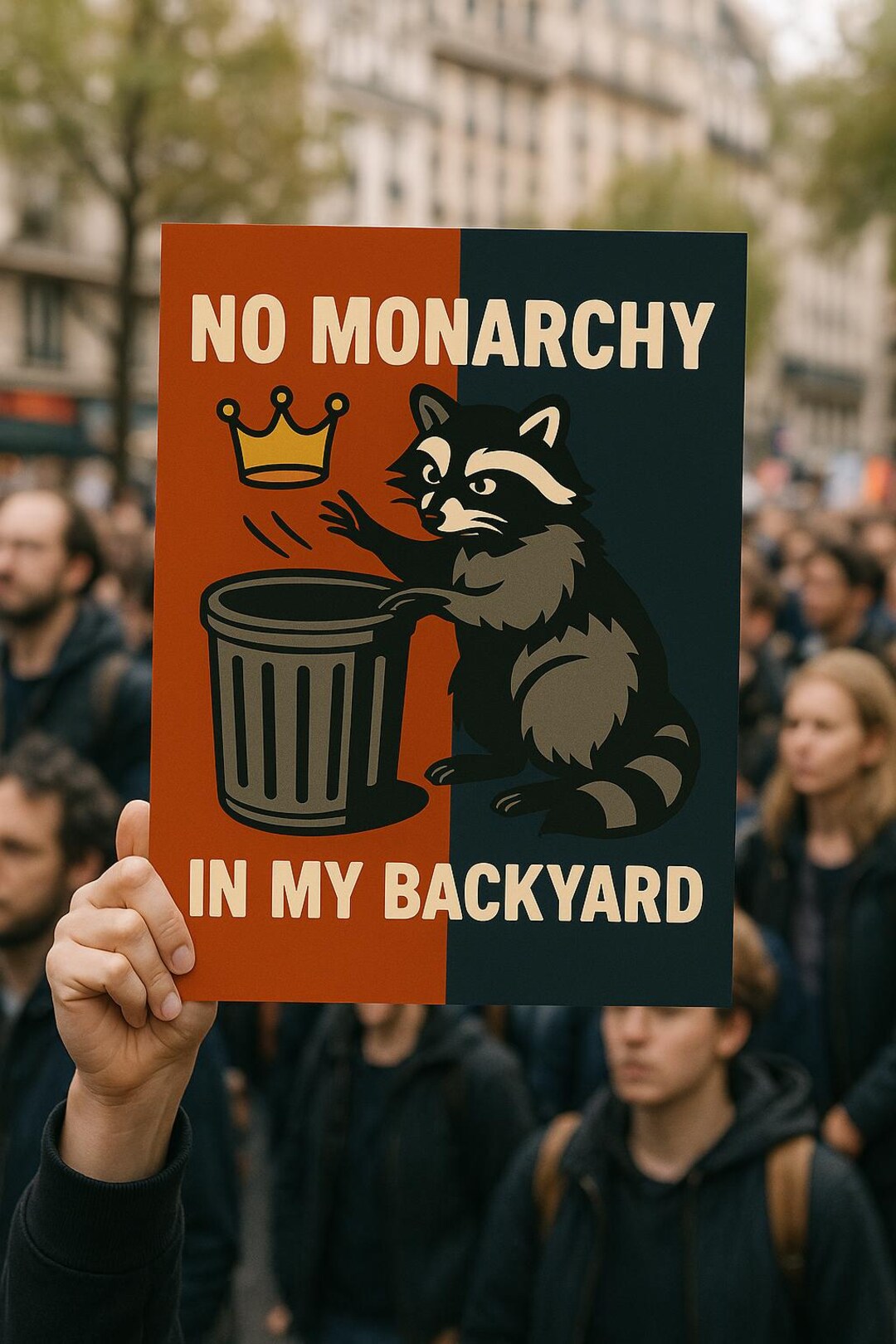 No Kings Day Protest Poster – Raccoon Trash Crown Art | Anti Monarchy ...