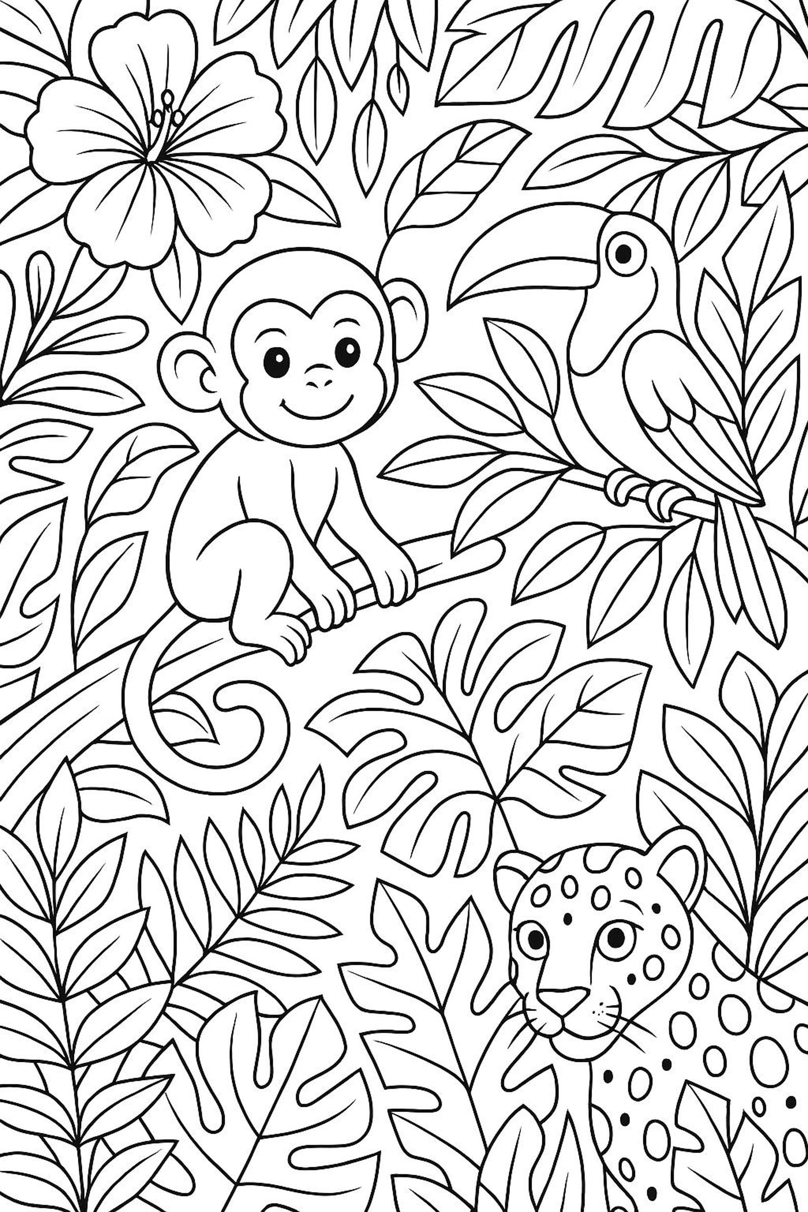 Jungle Coloring Pages for Kids – 5 Fun A4 Activity Printable Sheets ...