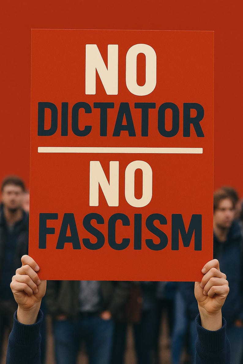 No Dictator, No Fascism Printable Poster – Bold Anti-authoritarian Wall ...