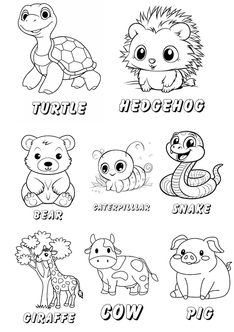 Coloring With Animals - 45 Page Printable PDF Coloring Book for Kids ...