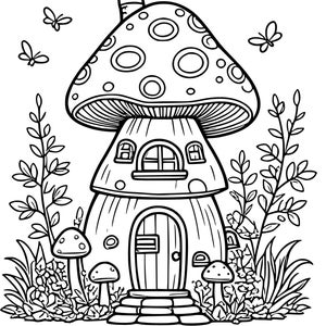 6 Cozy Mushroom House Coloring Pages for Adults & Kids | Printable ...
