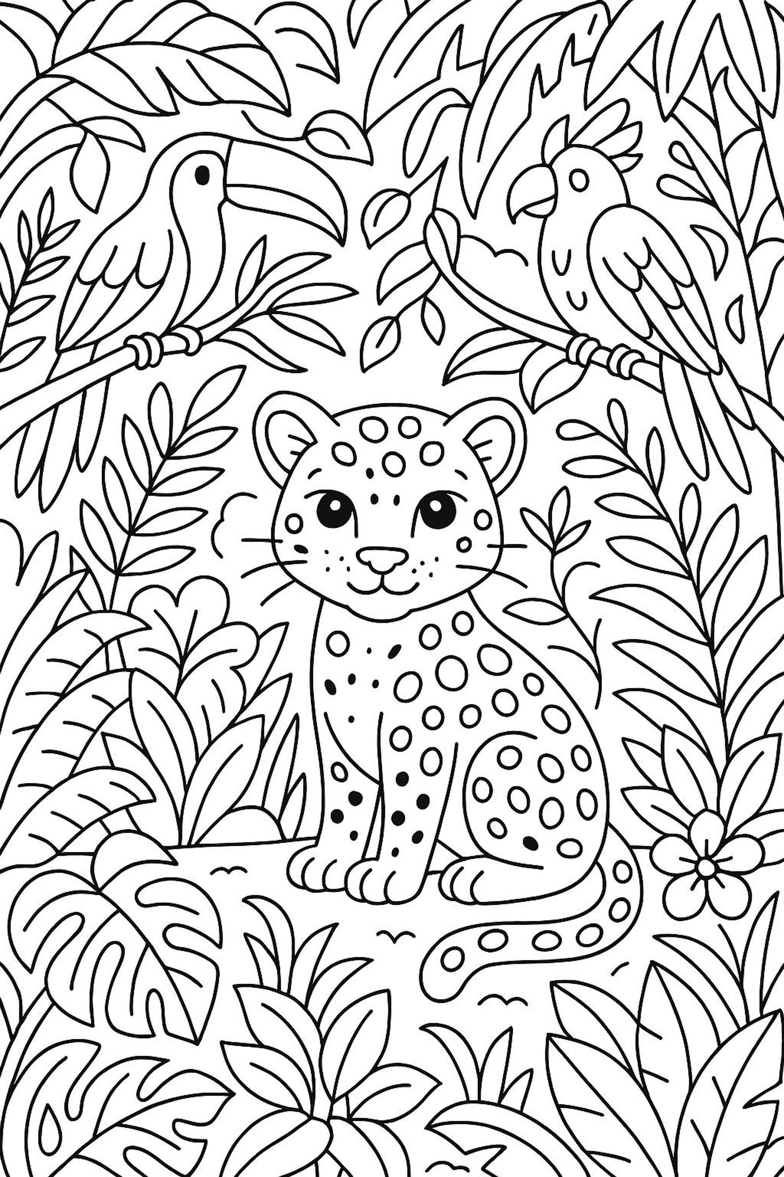 Jungle Coloring Pages for Kids – 5 Fun A4 Activity Printable Sheets ...