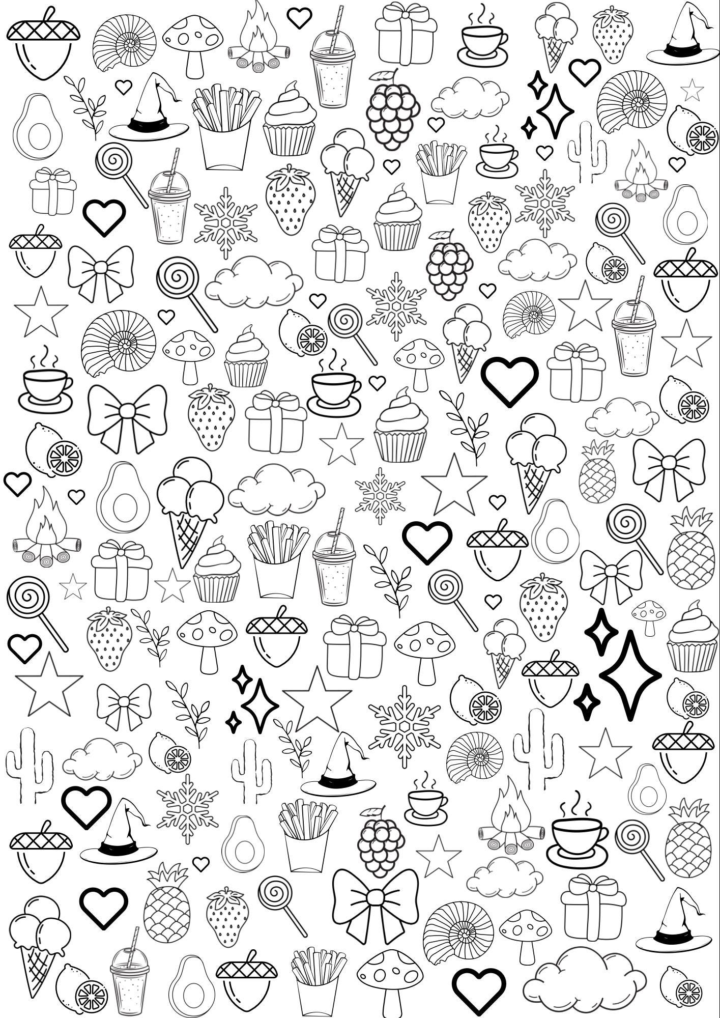 Cute Kawaii Doodle Coloring Page – Fun Printable Art for Relaxation ...