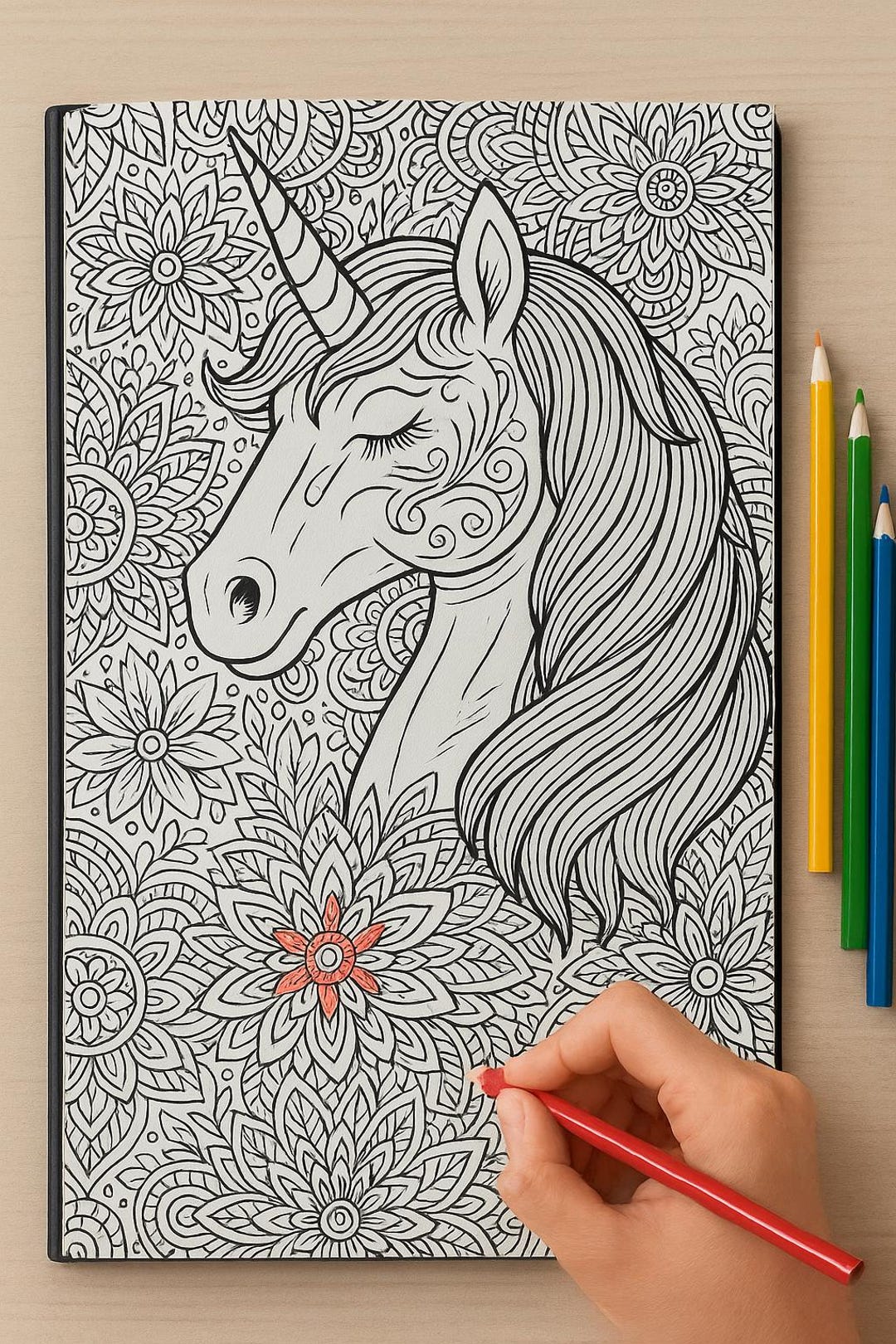 Elegant Unicorn Mandala Coloring 1 Page for Adults – Intricate Mandala ...