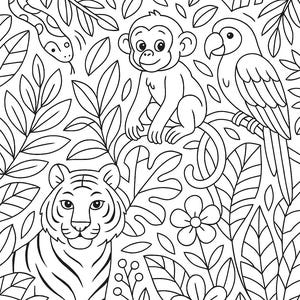 Jungle Coloring Pages for Kids – 5 Fun A4 Activity Printable Sheets ...
