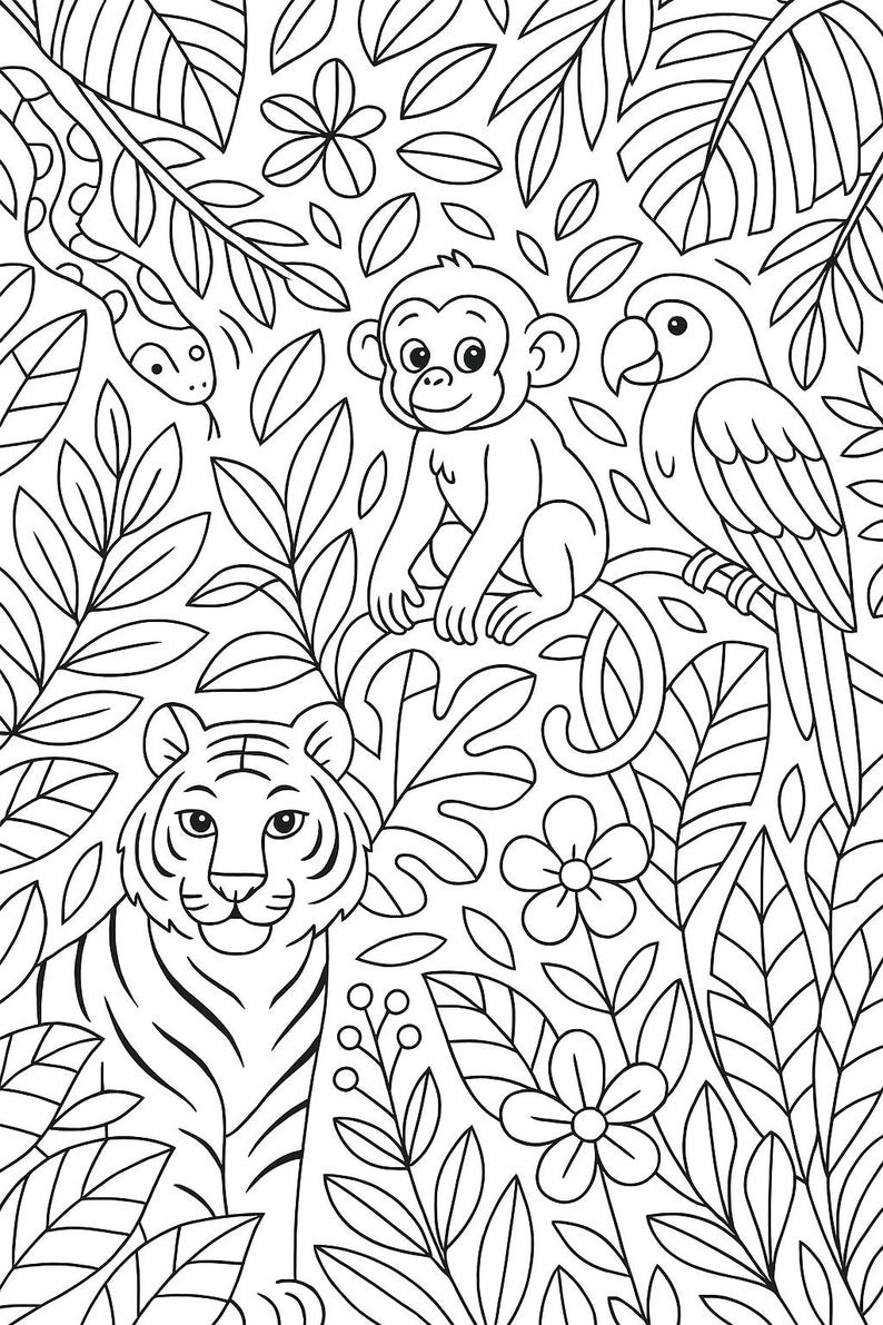 Jungle Coloring Pages for Kids – 5 Fun A4 Activity Printable Sheets ...