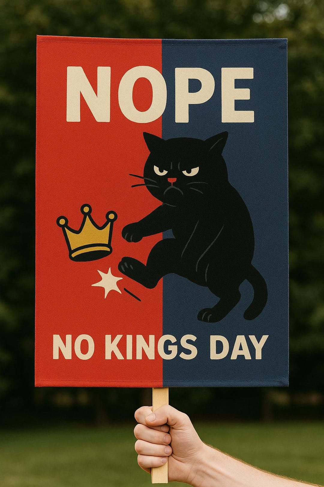 No Kings Day Protest Poster - Angry Black Cat Anti-monarchy Sign - Bold ...