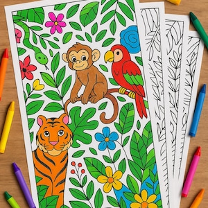 Jungle Coloring Pages for Kids – 5 Fun A4 Activity Printable Sheets ...