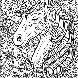 Elegant Unicorn Mandala Coloring 1 Page for Adults – Intricate Mandala ...