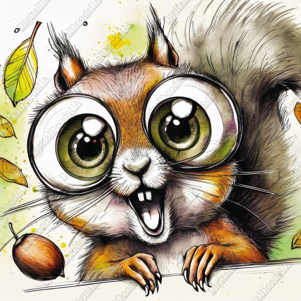 10 Crazy Squirrel – Funny Cartoon Clipart for Kids, JPG Illustrations ...