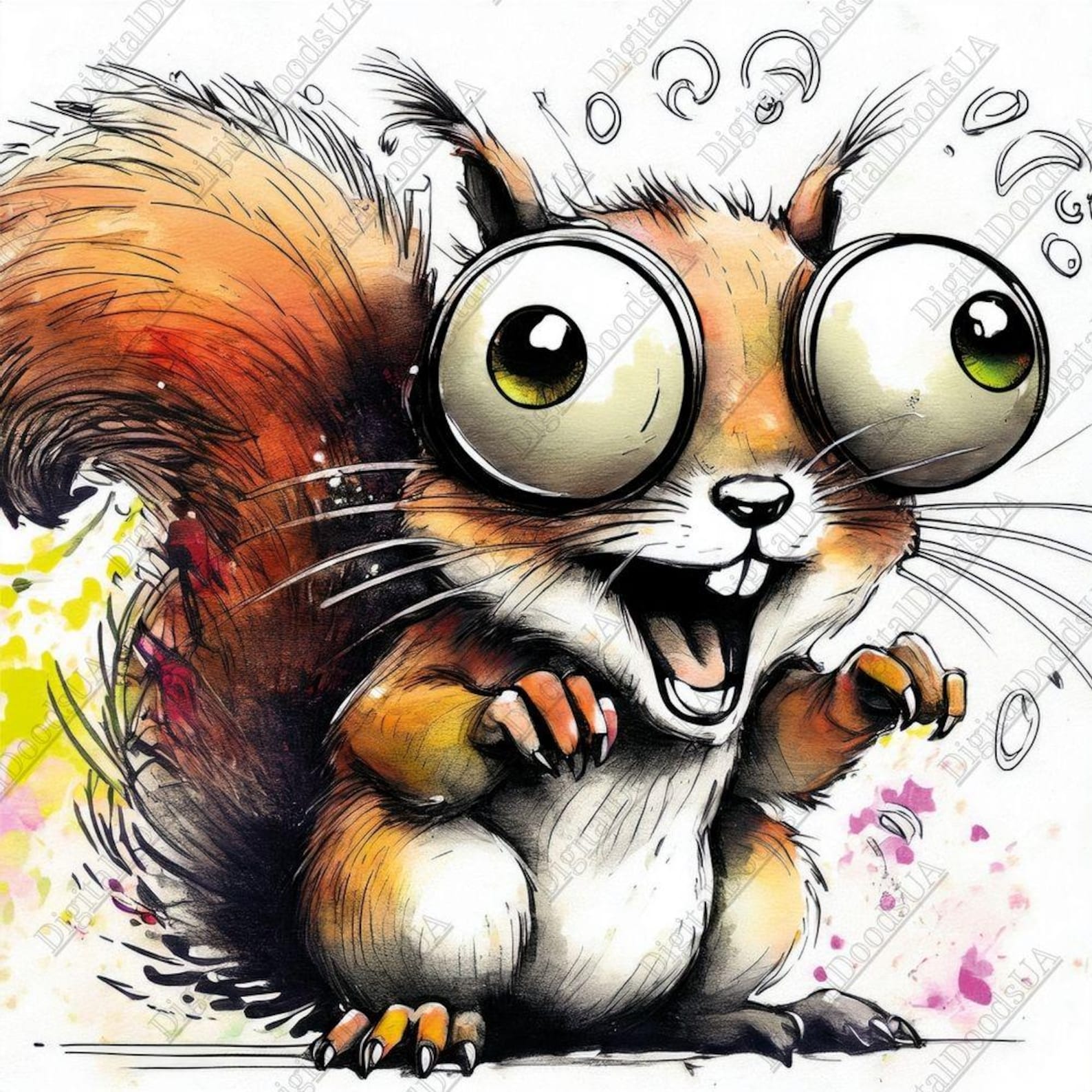 10 Crazy Squirrel – Funny Cartoon Clipart for Kids, JPG Illustrations ...