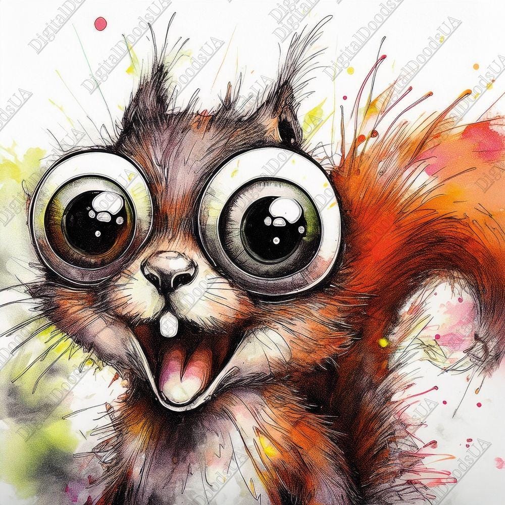 10 Crazy Squirrel – Funny Cartoon Clipart for Kids, JPG Illustrations ...