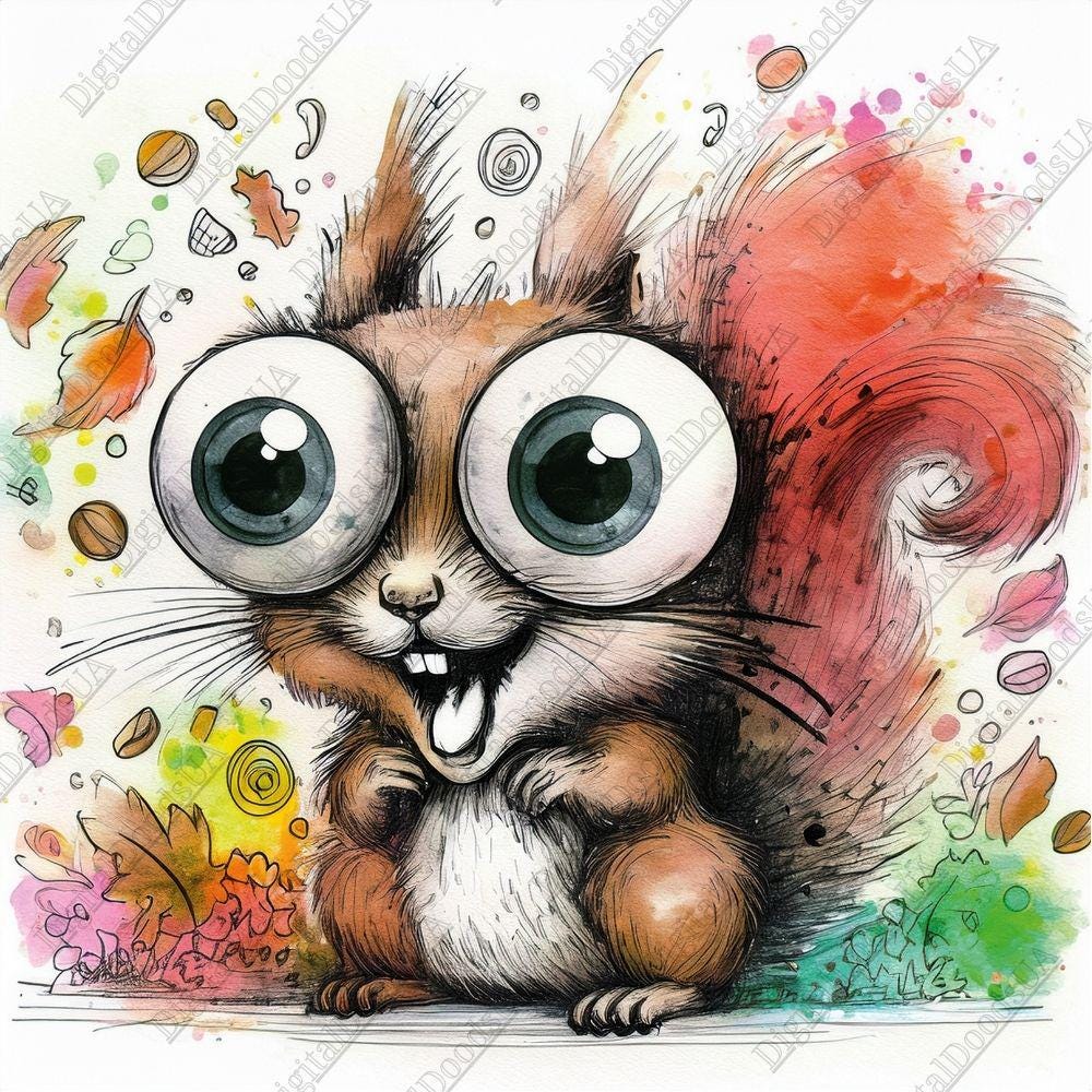 10 Crazy Squirrel – Funny Cartoon Clipart for Kids, JPG Illustrations ...