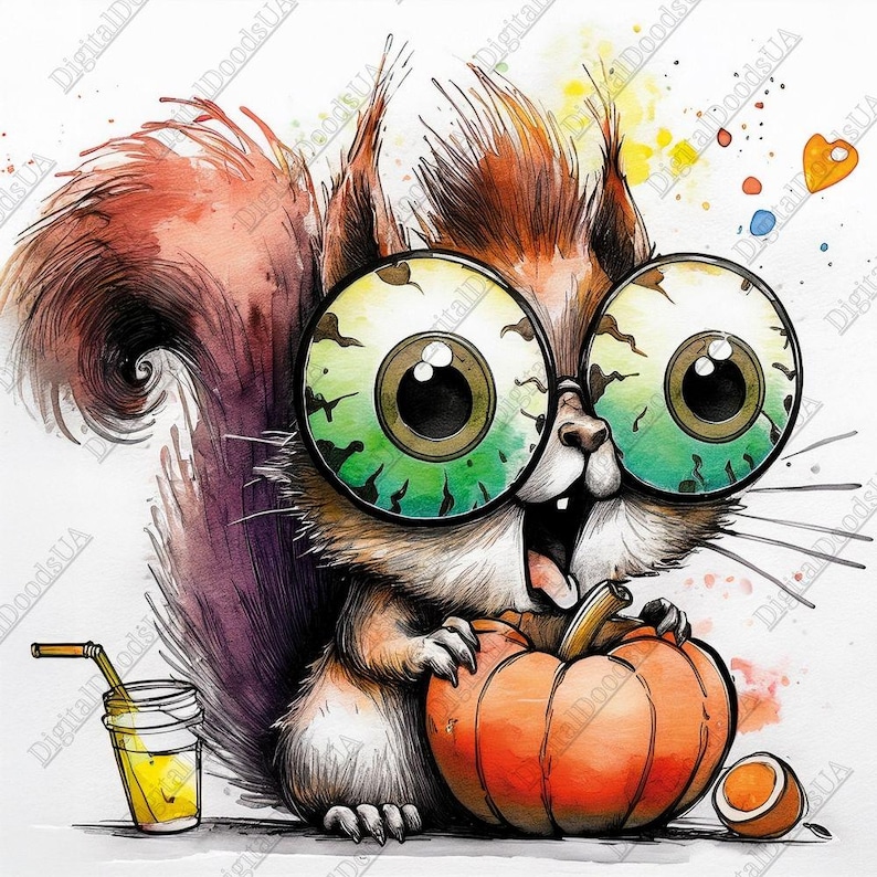 10 Crazy Squirrel – Funny Cartoon Clipart for Kids, JPG Illustrations ...
