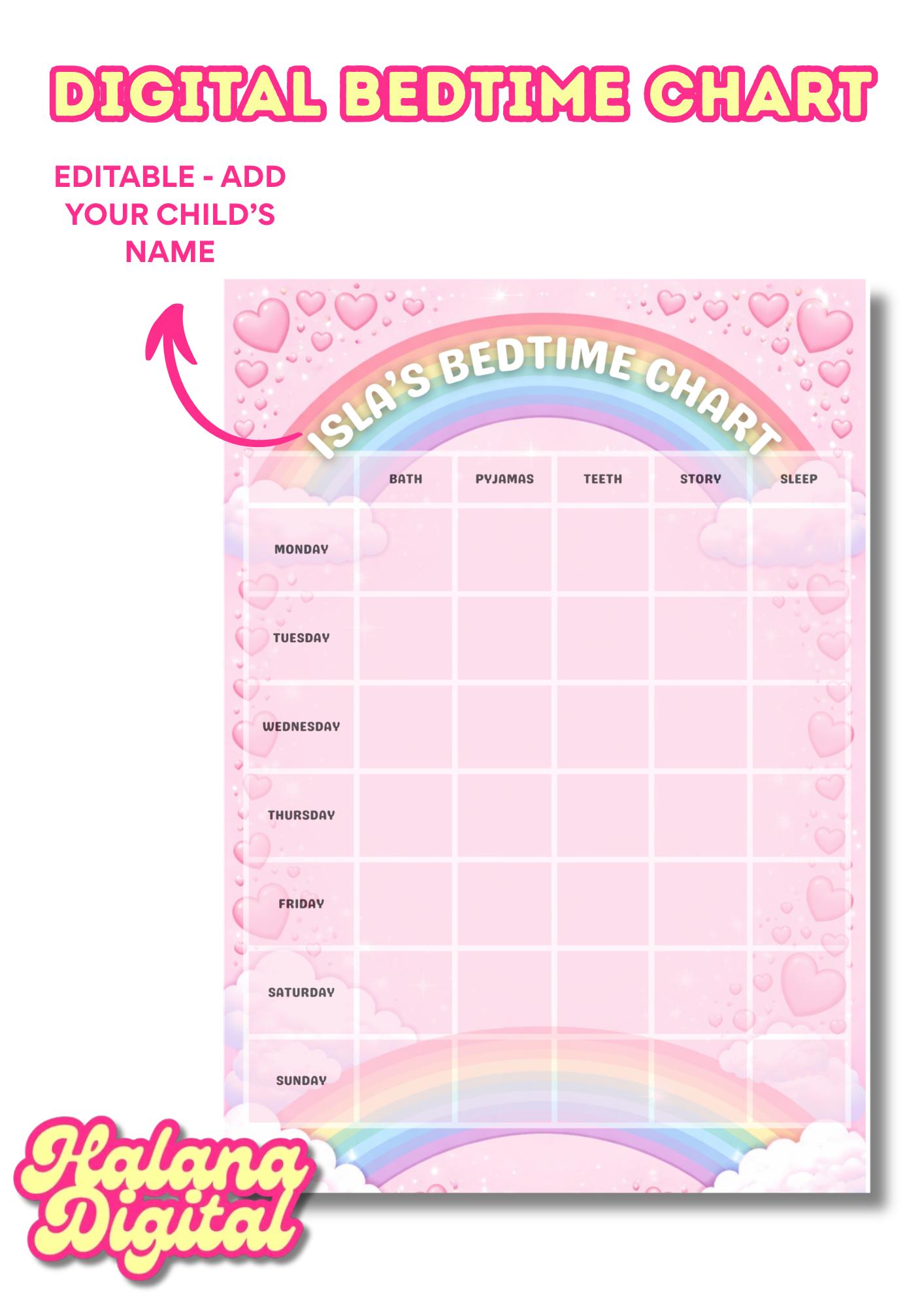 Rainbow Bedtime Reward Chart | Children’s Routine Tracker (digital ...