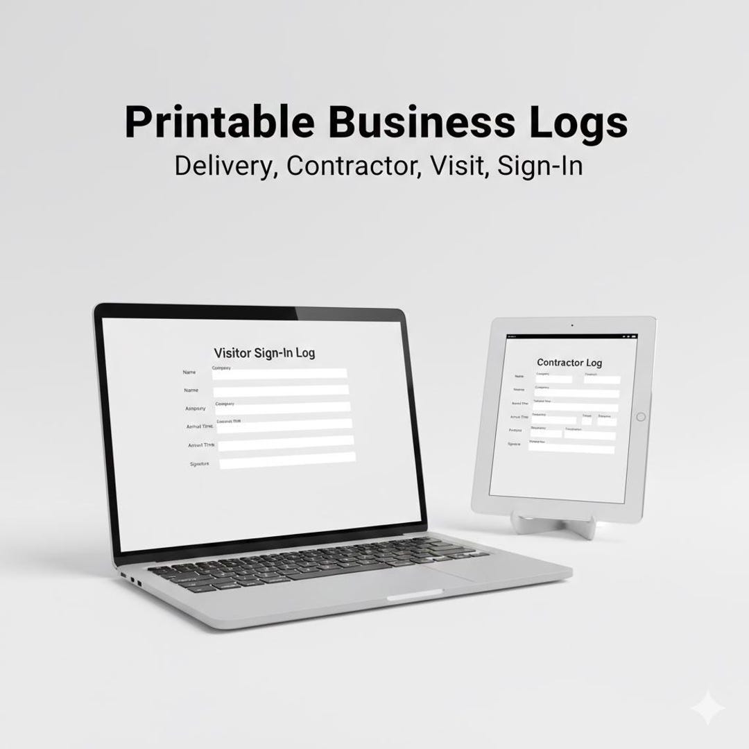 Visitor Sign-in Log Book | Contractor & Delivery | Fillable PDF - Etsy