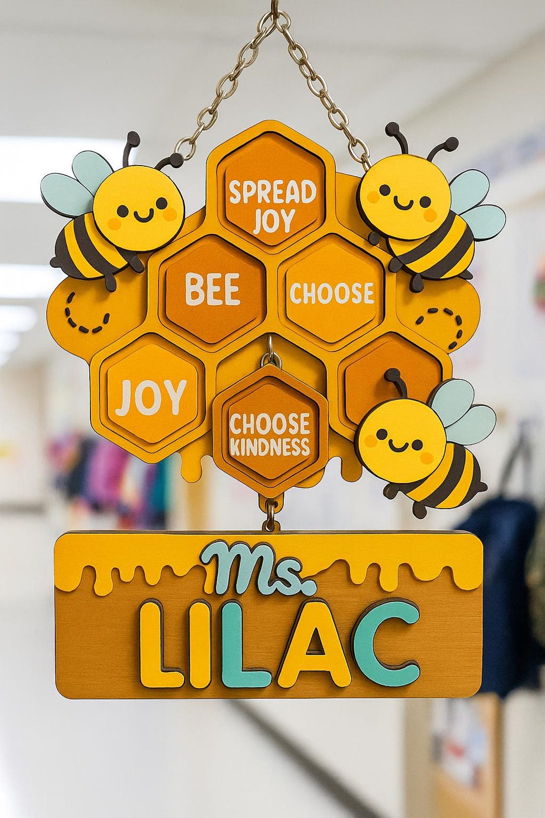 Custom Bee Teacher Sign: Honeycomb Classroom Door Decor - Etsy