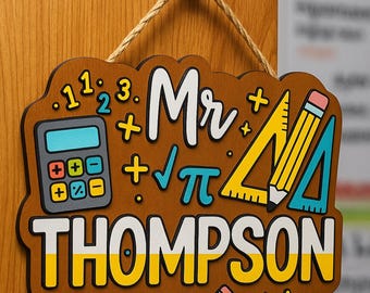 3D Math Teacher Door Sign, Teacher Name Sign, Math Teacher Classroom ...