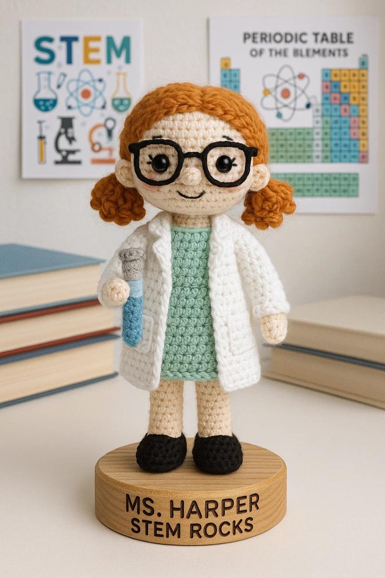 Crochet Scientist Doll: Handmade Steminist Gift With Lab Coat - Etsy