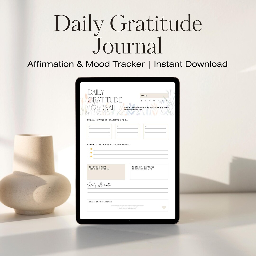 Daily Gratitude Journal | Printable & Editable Canva Template | Self ...