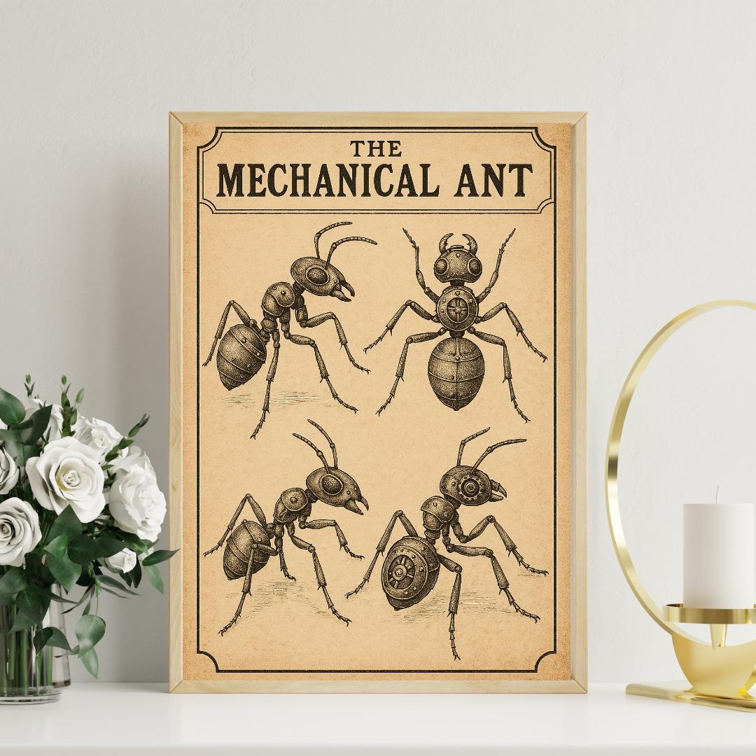 Mechanical Ants Poster | Vintage Ant Illustration Print | Steampunk ...