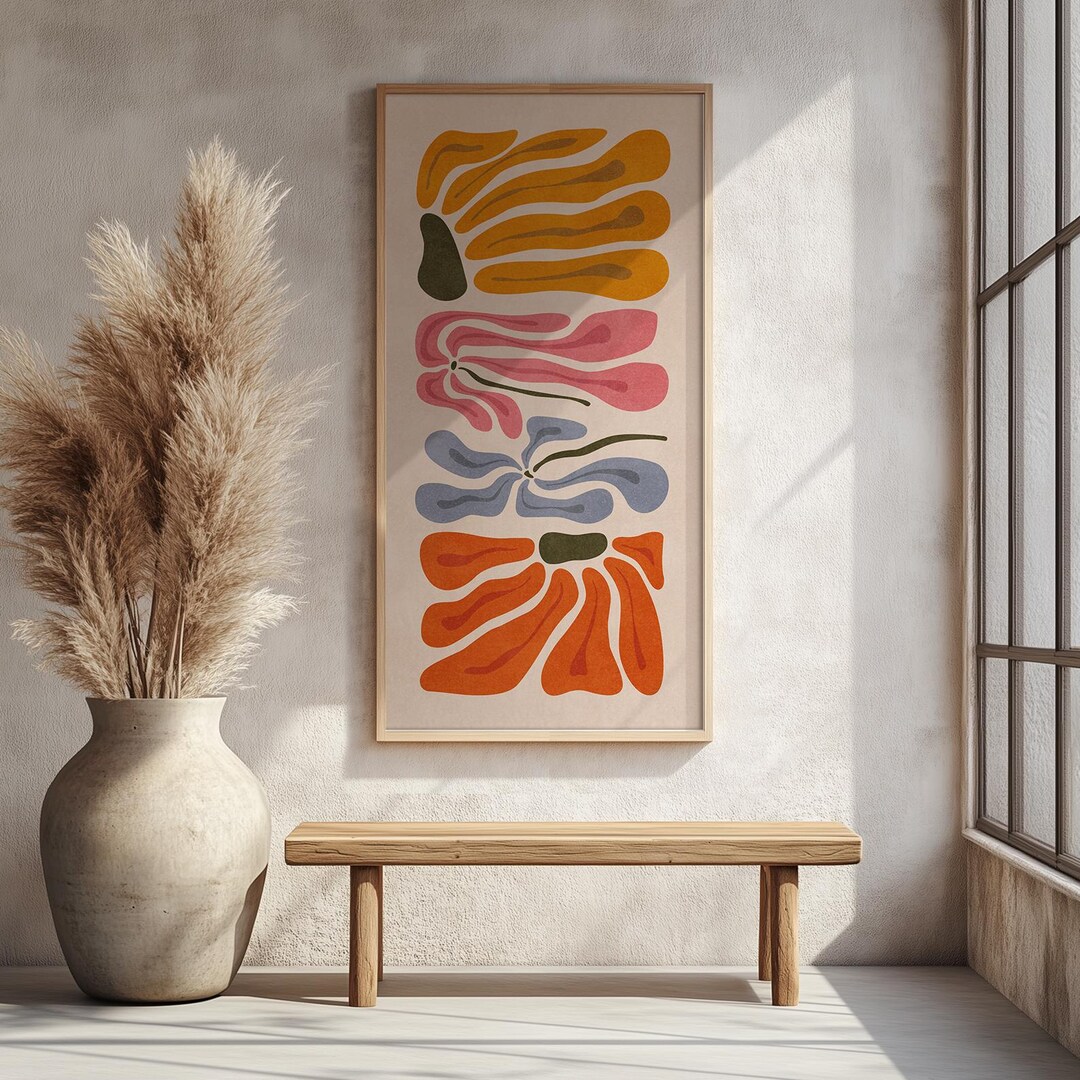 Modern Abstract Floral Print: Retro Botanical Wall Art - Etsy