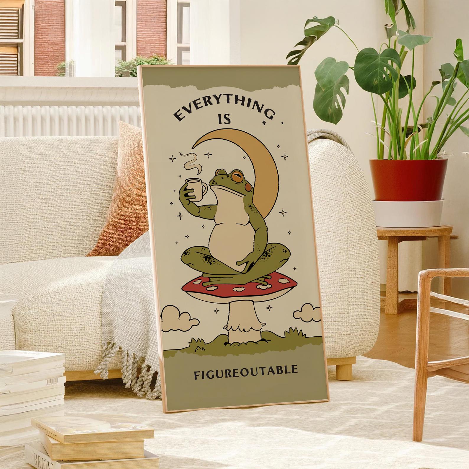 Everything is Figureoutable Motivation Poster, Frog Print Home Office ...