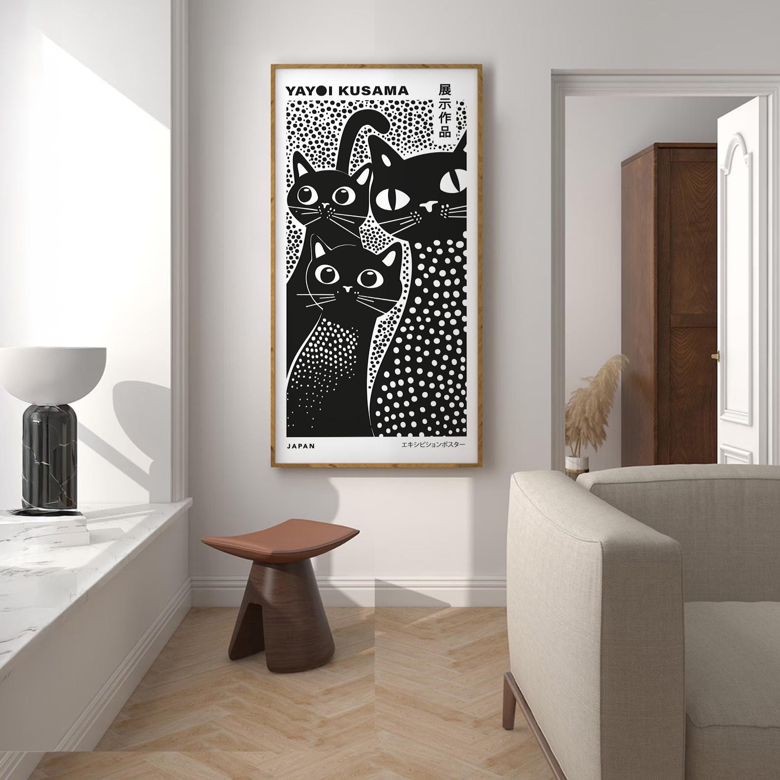 Yayoi Kusama Inspired Cat Art Print: Modern Japanese Decor - Etsy