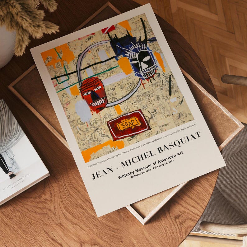 Basquiat Two Heads Poster, Museum Exhibition Art Print, Neo-exp -N006 ...